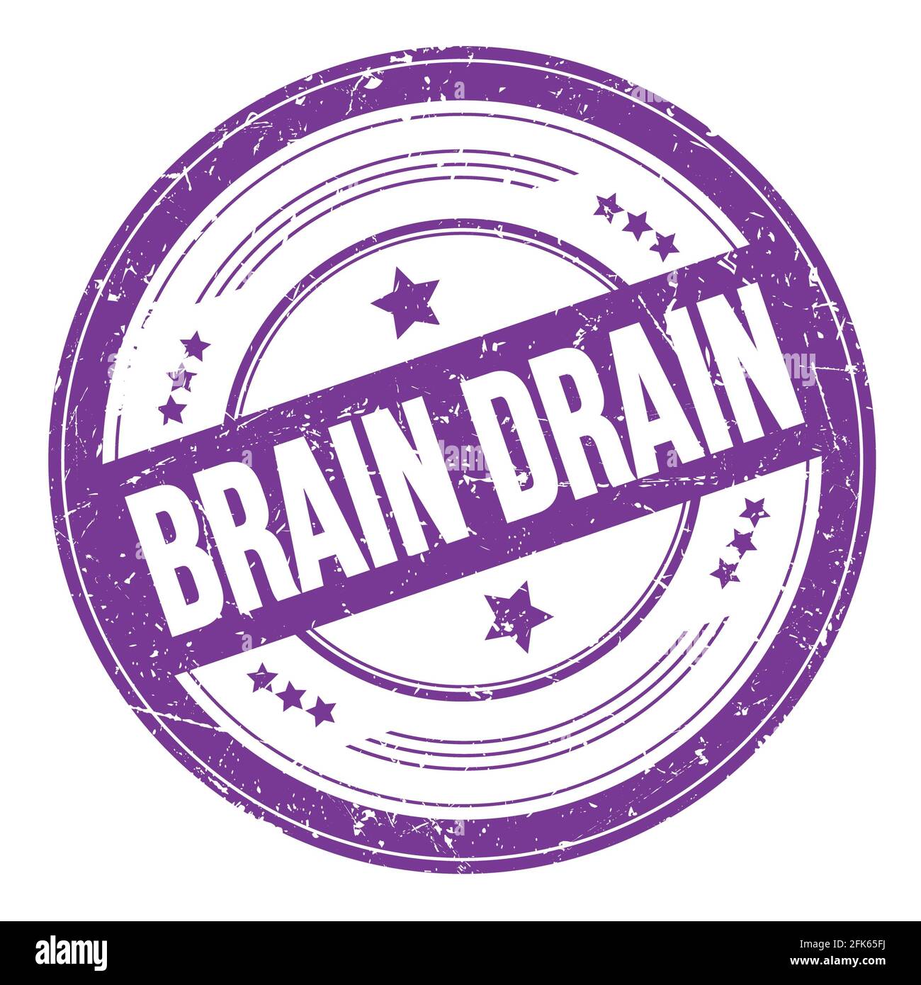 BRAIN DRAIN text on violet indigo round grungy texture stamp Stock ...