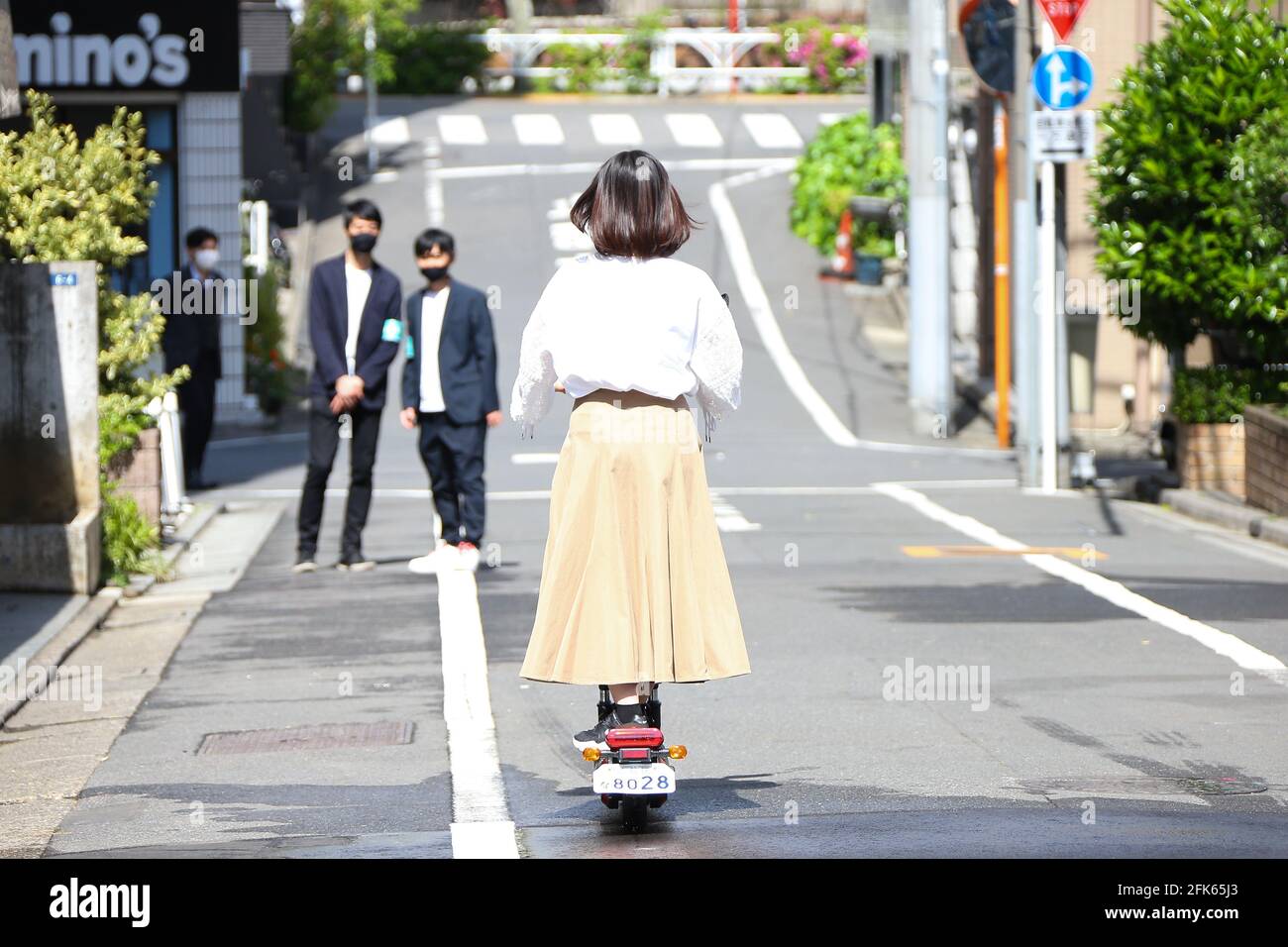 Tokyo, Japan. 28th Apr, 2021. Next-generation electric share bike "Luup", the first time in ...