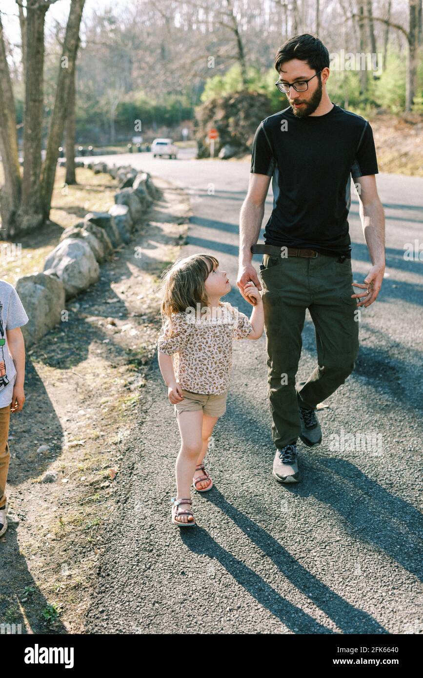 Child girl walking car hi-res stock photography and images - Alamy