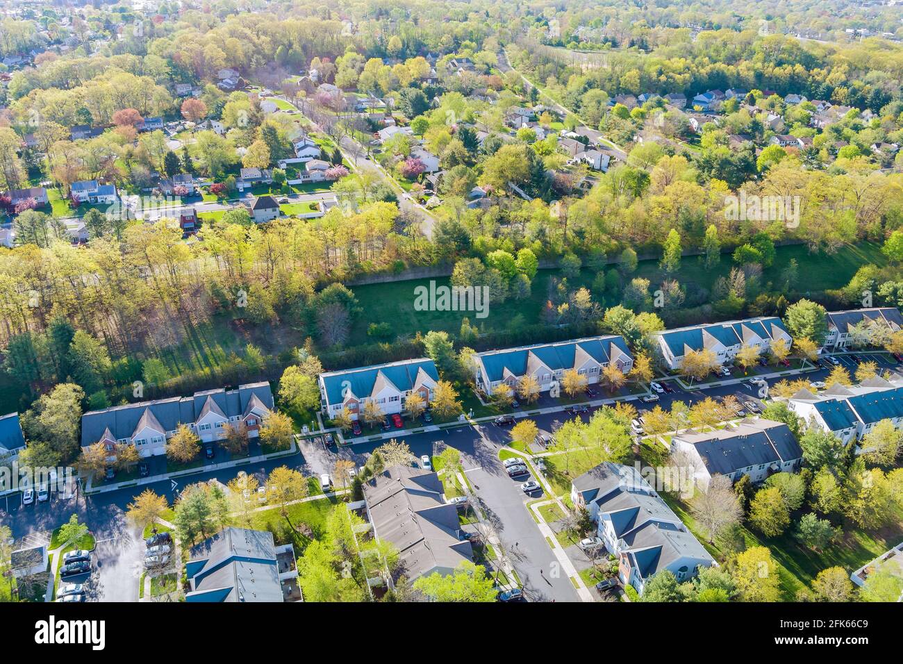 A small town from a height suburban neighborhood with houses Stock ...