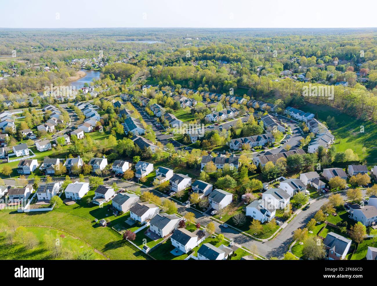 Aerial view small residential district hi-res stock photography and ...
