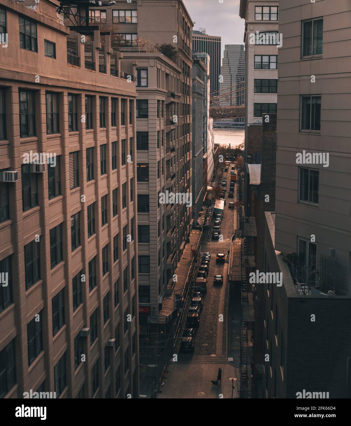 city buildings Brooklyn New York street cars horizon sunset beautiful ...