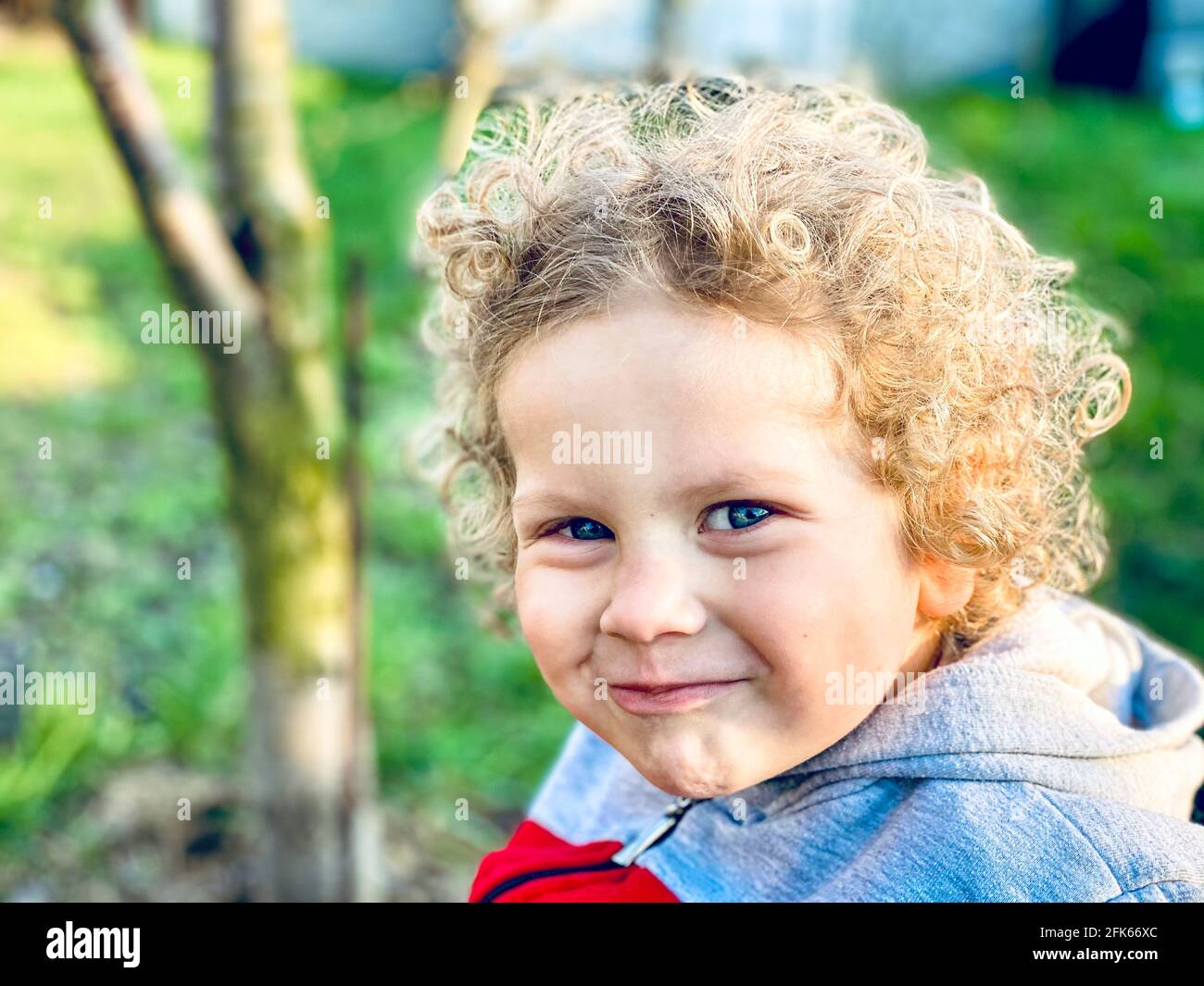 joyful boy 2 years old in the park, free space Stock Photo - Alamy