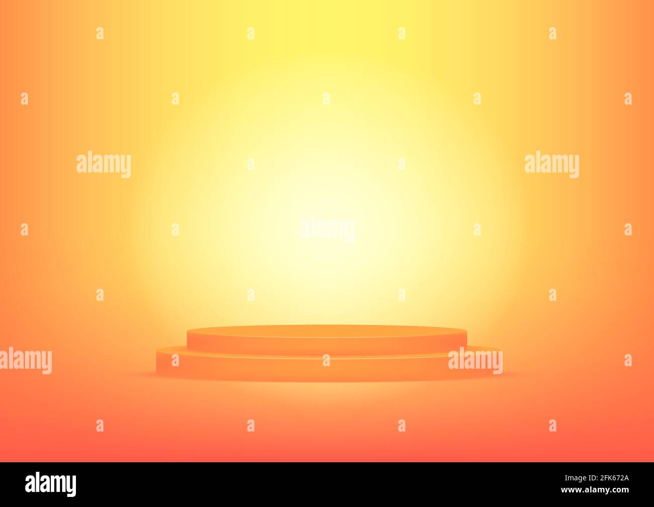 Empty podium studio orange background for product display with copy ...
