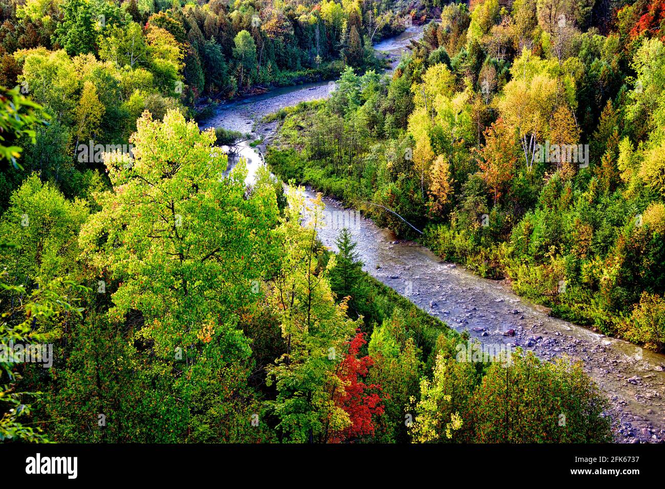 Aerial view of the river valley in autumn Stock Photo - Alamy