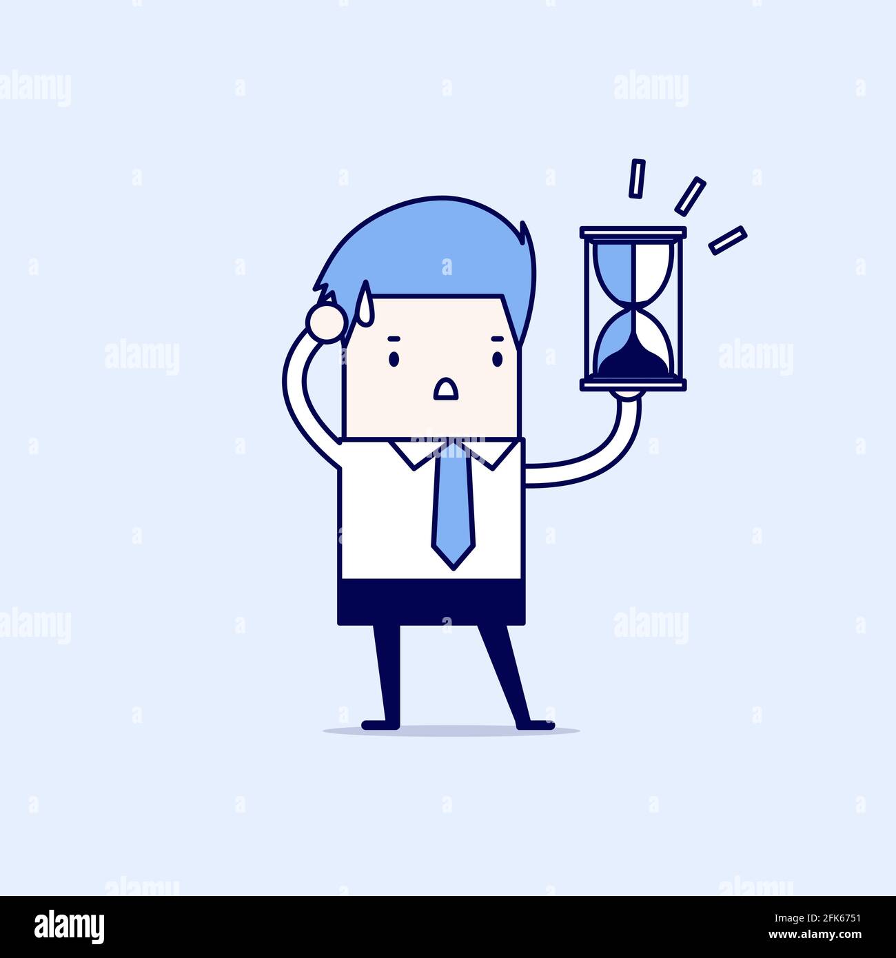 Businessman holding sandglass or hourglass, looking and realise it's ...