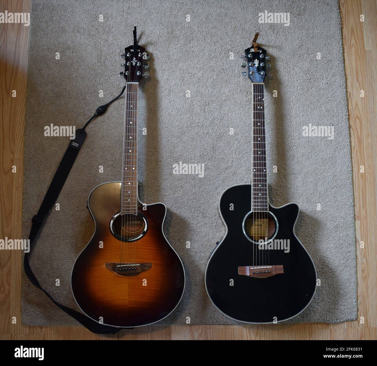 Strings acoustic guitar on black hi-res stock photography and images ...