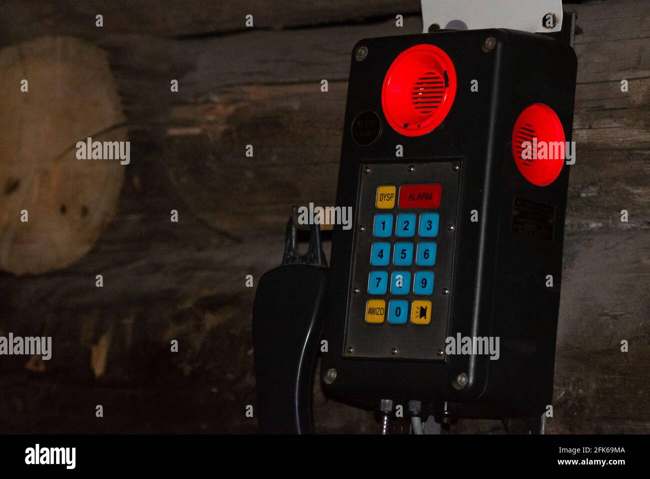 Phone inside the mine. Emergency telephone at a working mine at a depth ...
