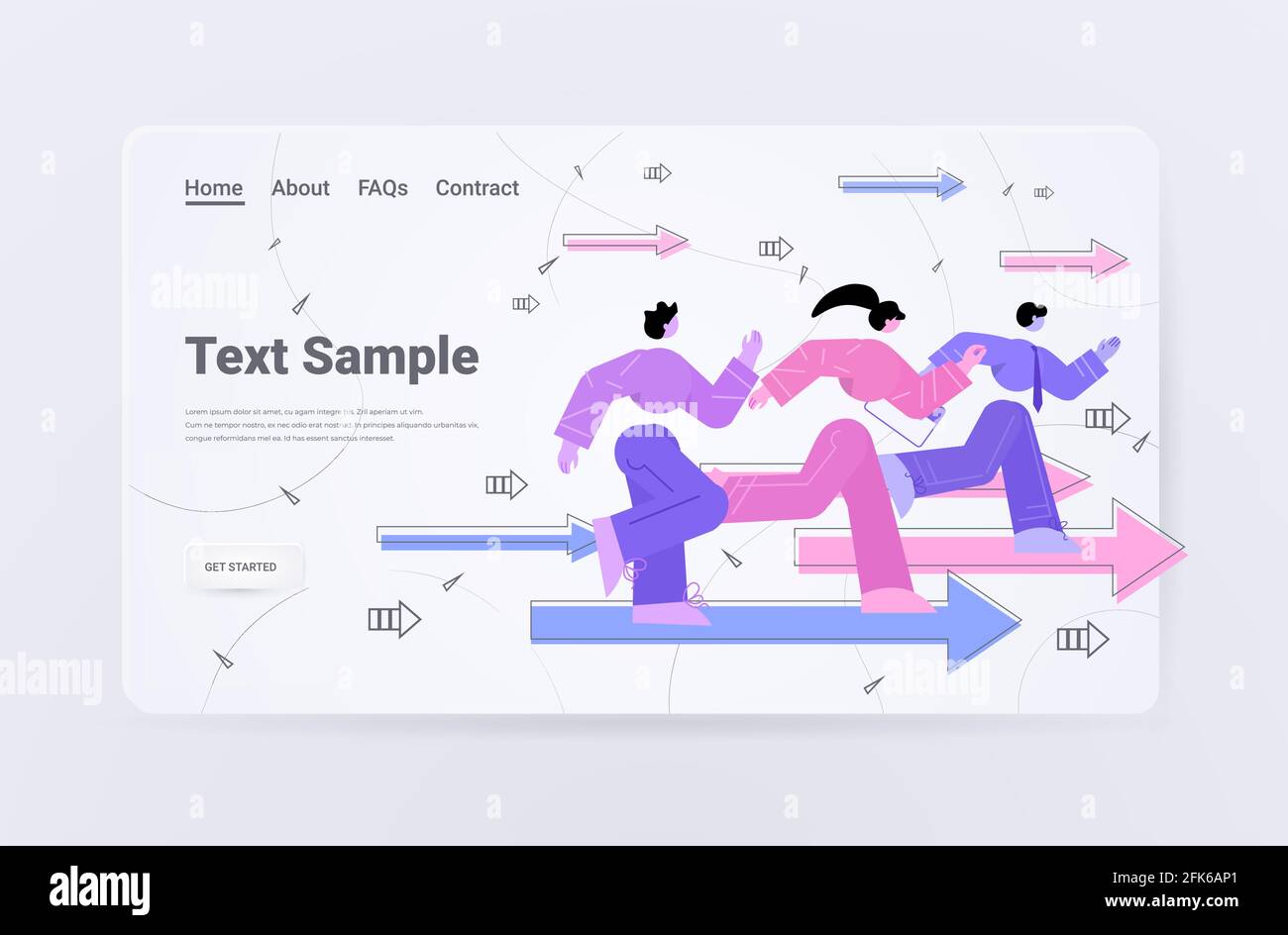 businesspeople running on arrows business competition leadership ...