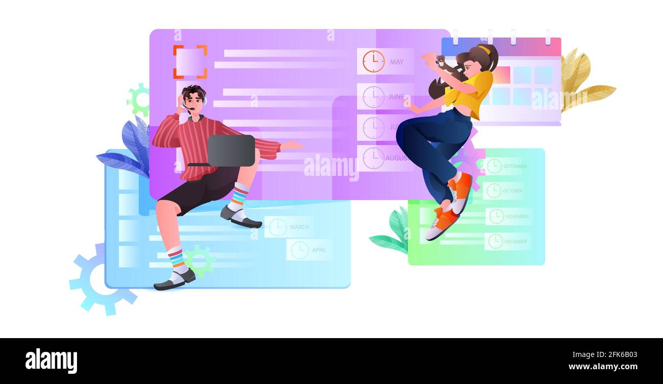 Developers Team Creating Website Ui Interface Time Management Web Application Development Stock