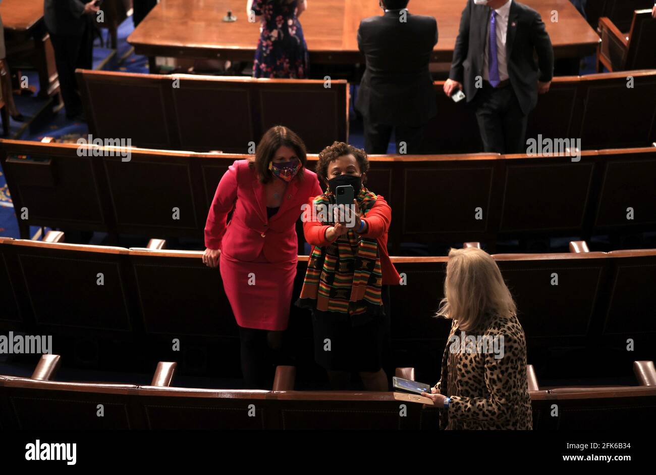 WASHINGTON, DC - APRIL 28: Rep. Barbara Lee (D-CA) takes a selfie with ...