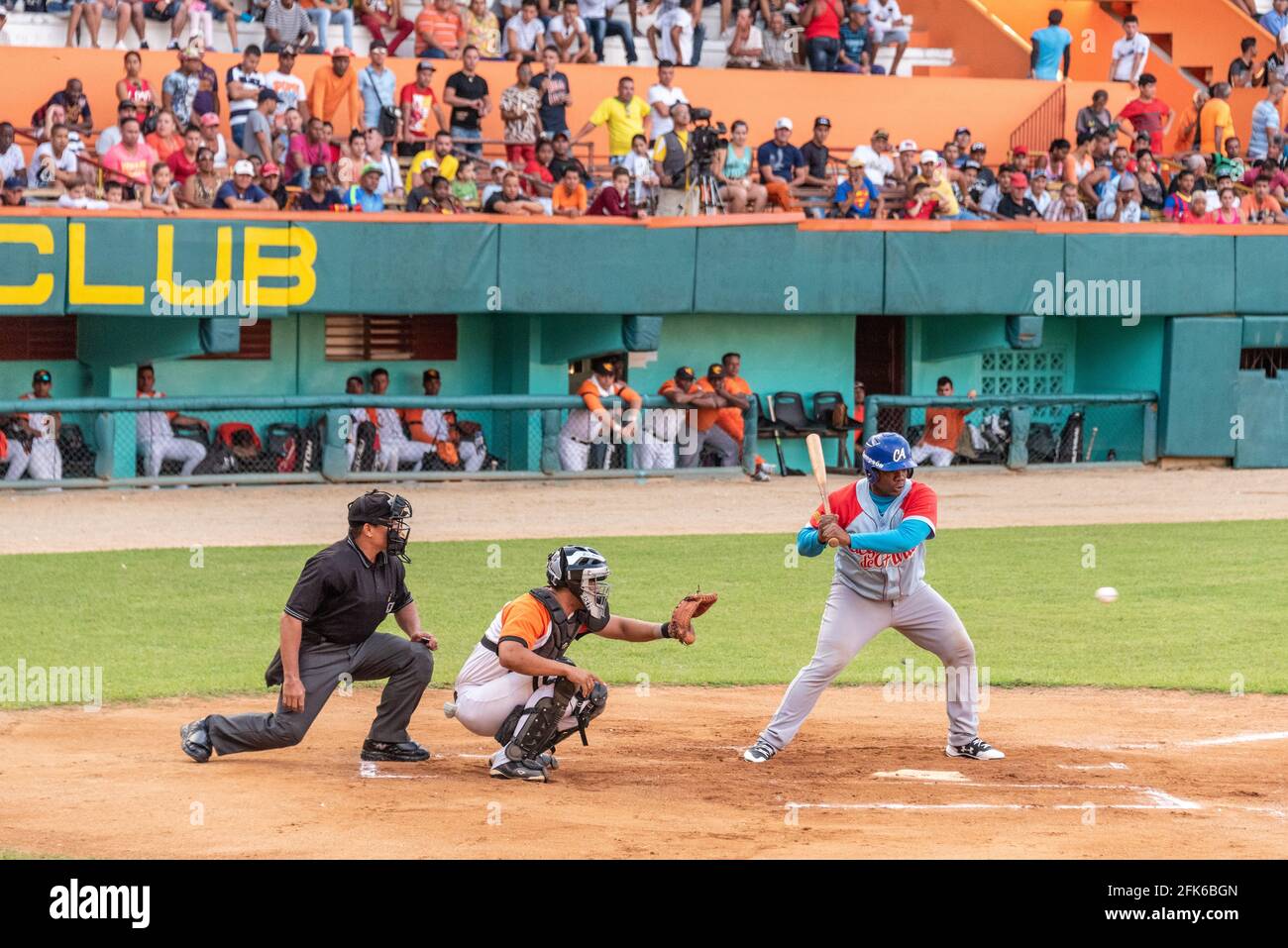 Cuban Baseball National Series. The game between Villa Clara and Ciego ...