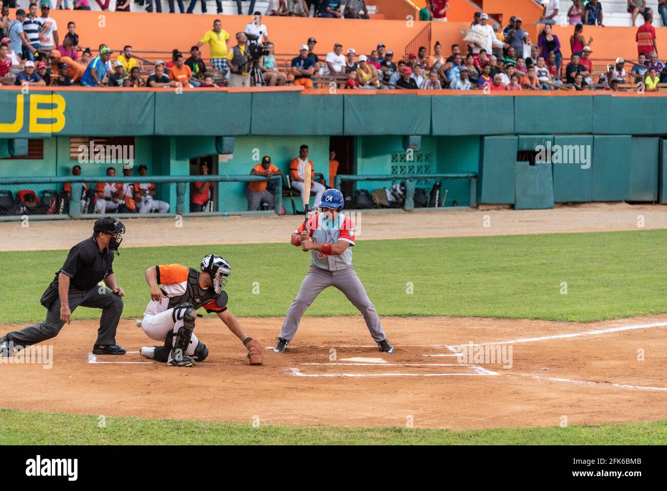 Cuban Baseball National Series. The game between Villa Clara and Ciego ...