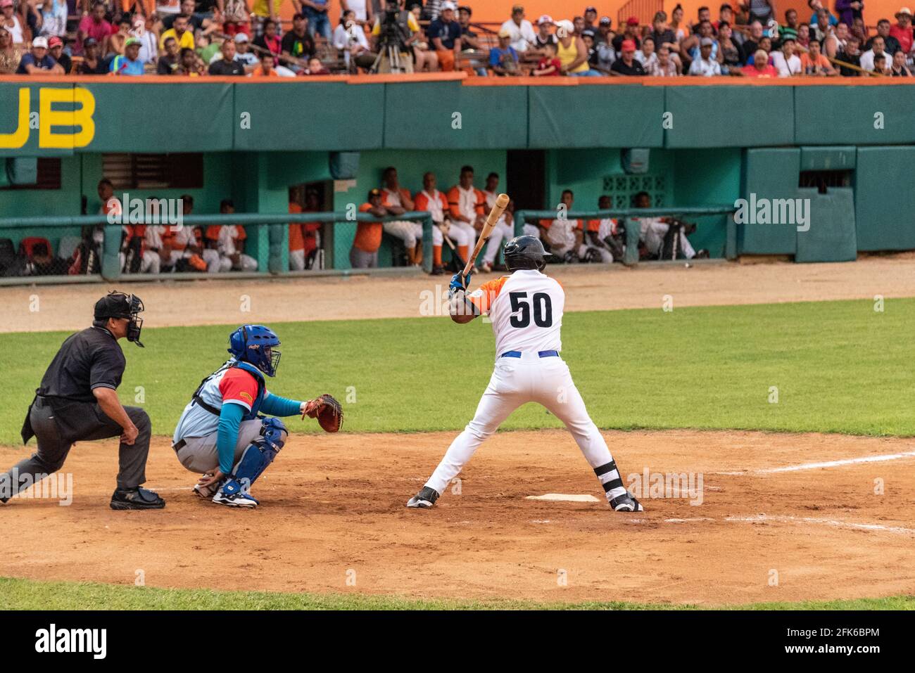 Cuban Baseball National Series. The game between Villa Clara and Ciego ...