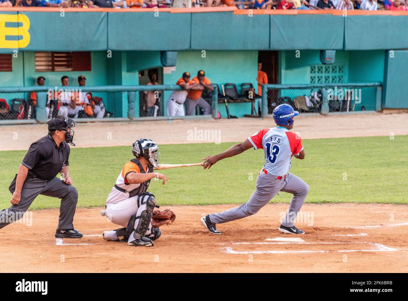 Cuban Baseball National Series. The game between Villa Clara and Ciego ...
