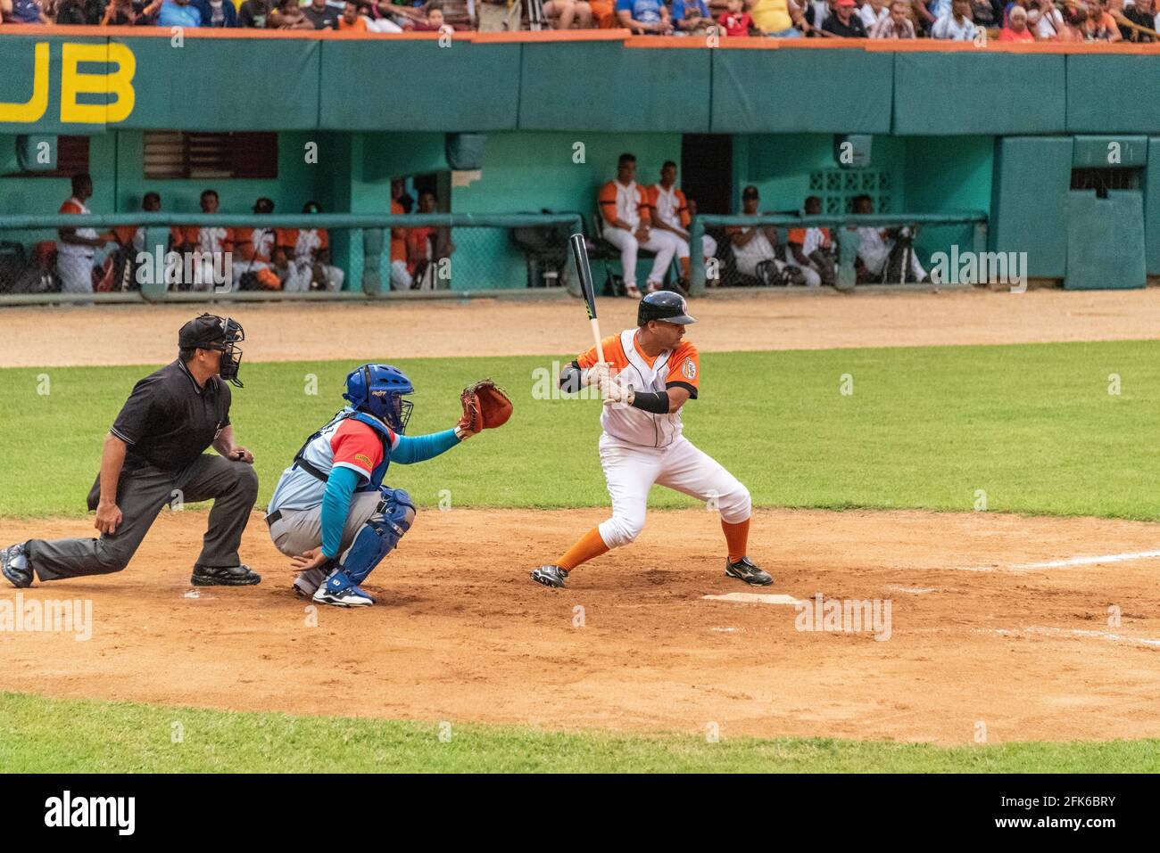 Cuban Baseball National Series. The game between Villa Clara and Ciego ...