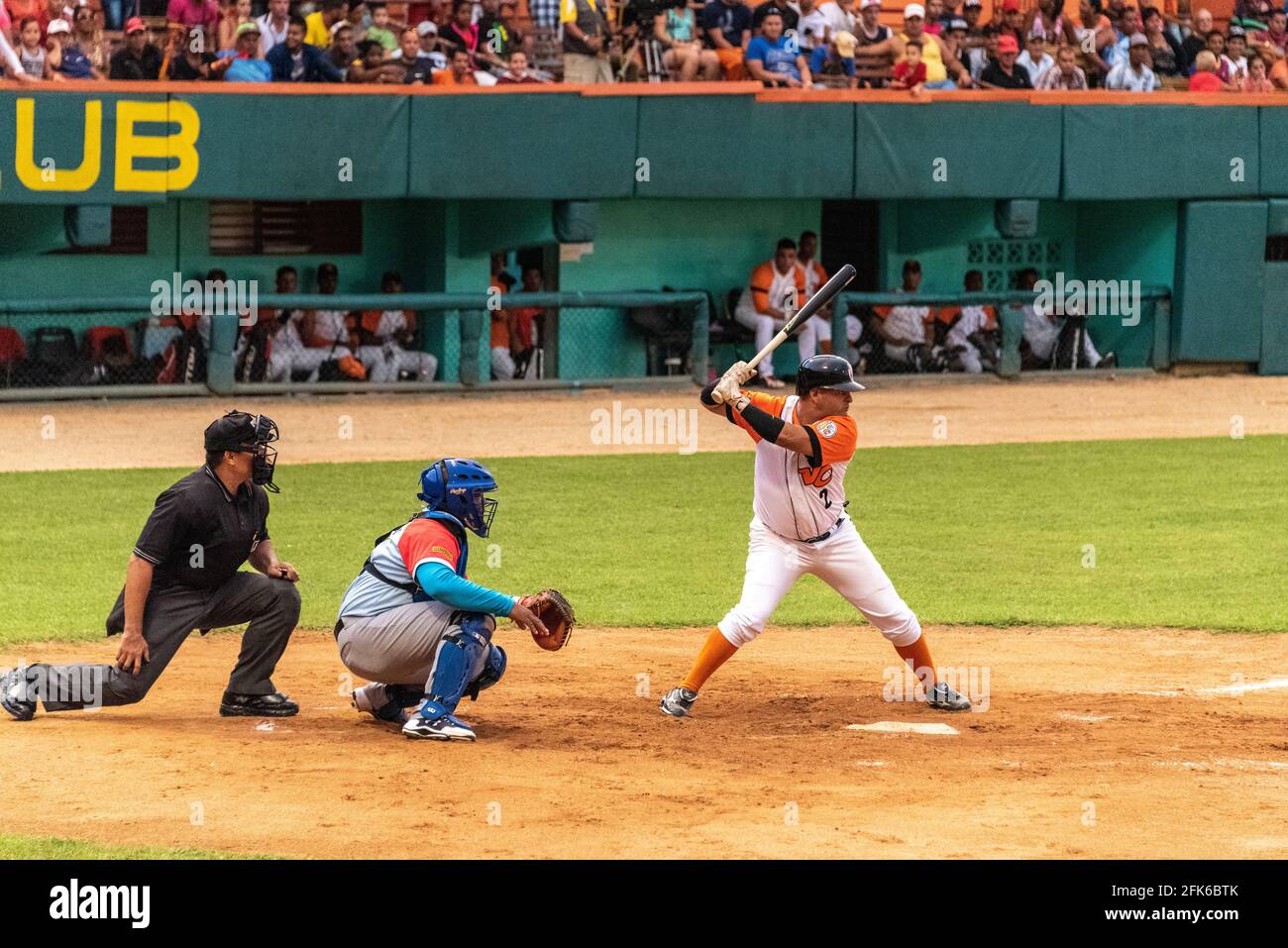 Cuban Baseball National Series. The game between Villa Clara and Ciego ...