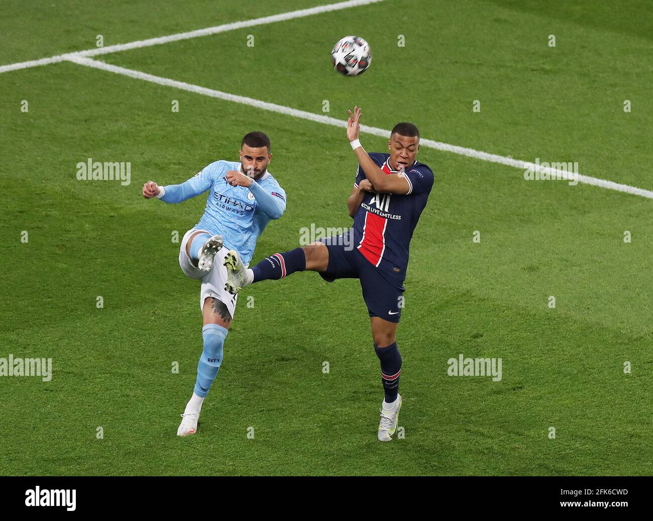 Paris, France. 28th Apr, 2021. Kylian Mbappe (R) of Paris Saint-Germain ...