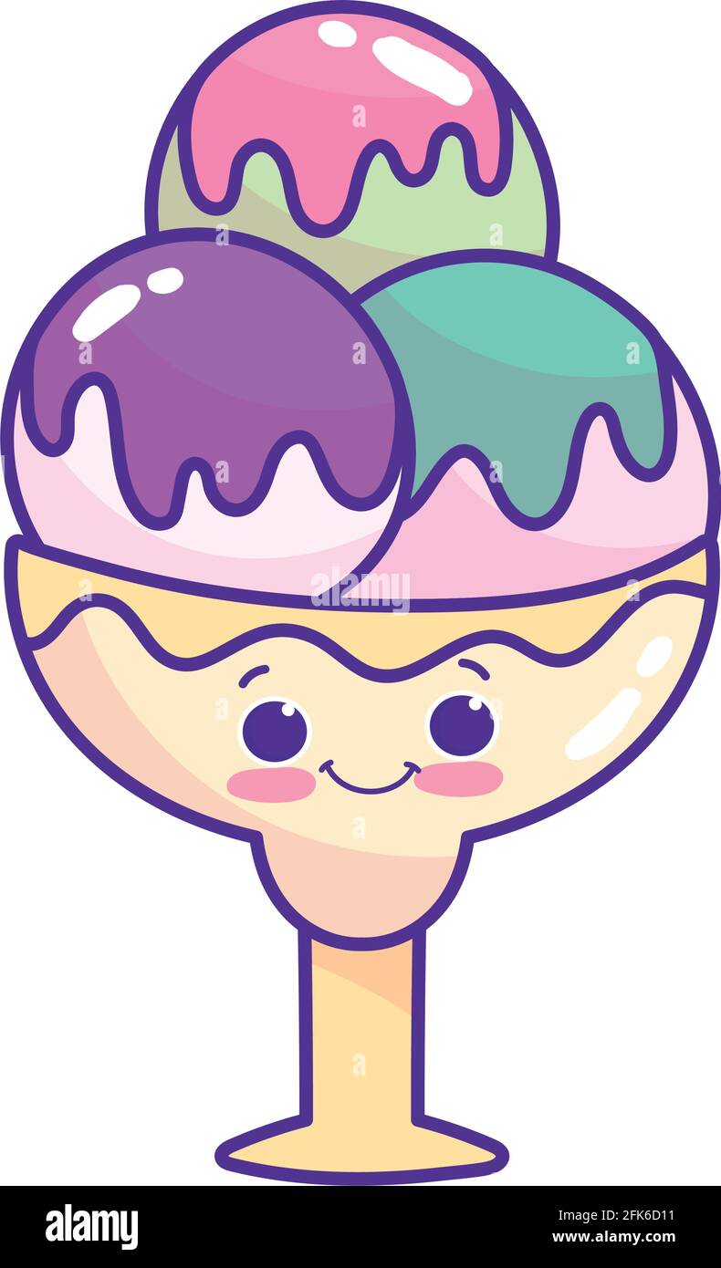 cute ice cream scoops in cup isolated icon Stock Vector Image & Art - Alamy