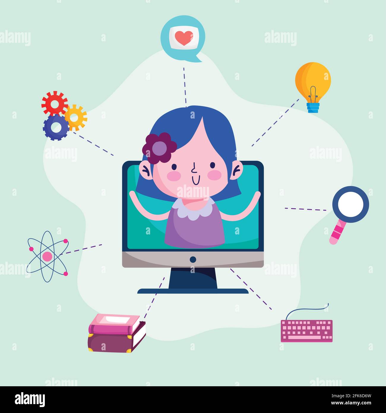 education online learning student on screen Stock Vector Image & Art ...