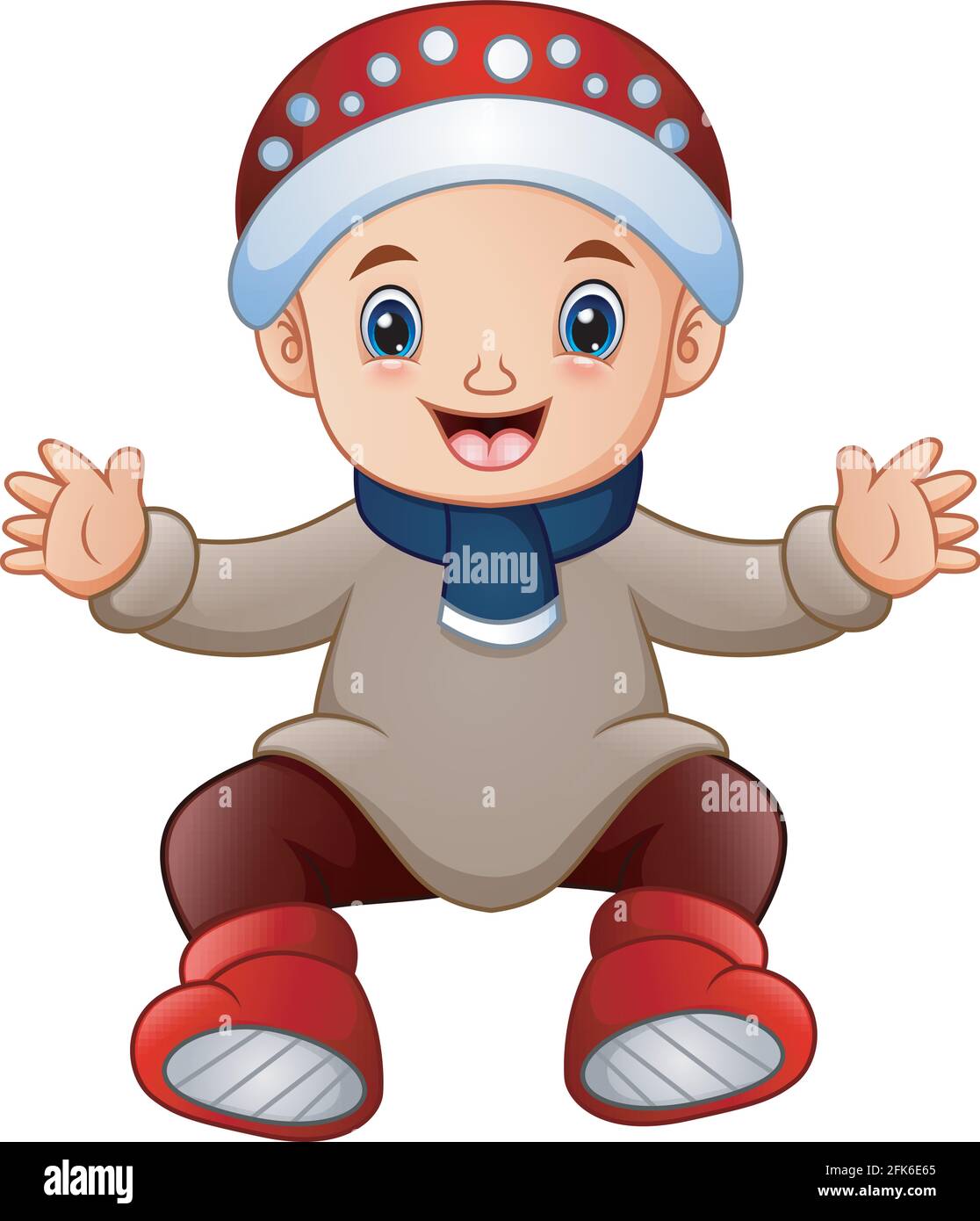 Vector illustration of Cute little boy in winter clothes Stock Vector ...
