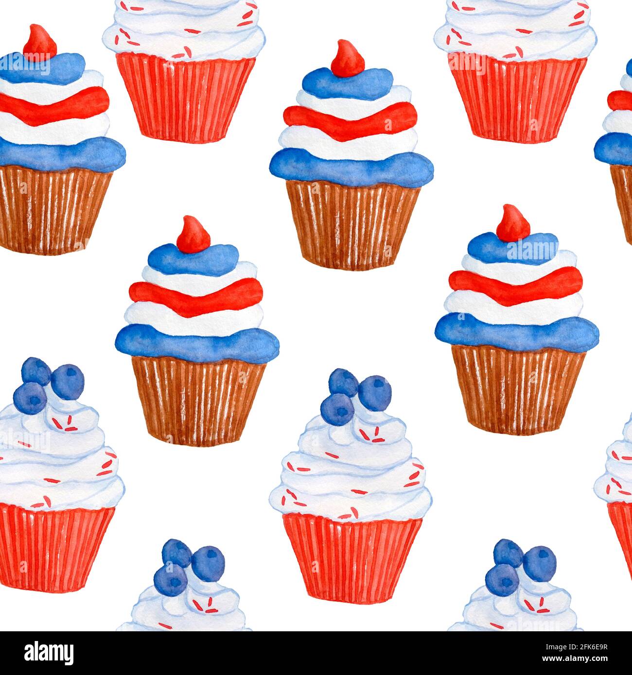 Watercolor seamless hand drawn pattern for patriotic 4th fourth of July ...