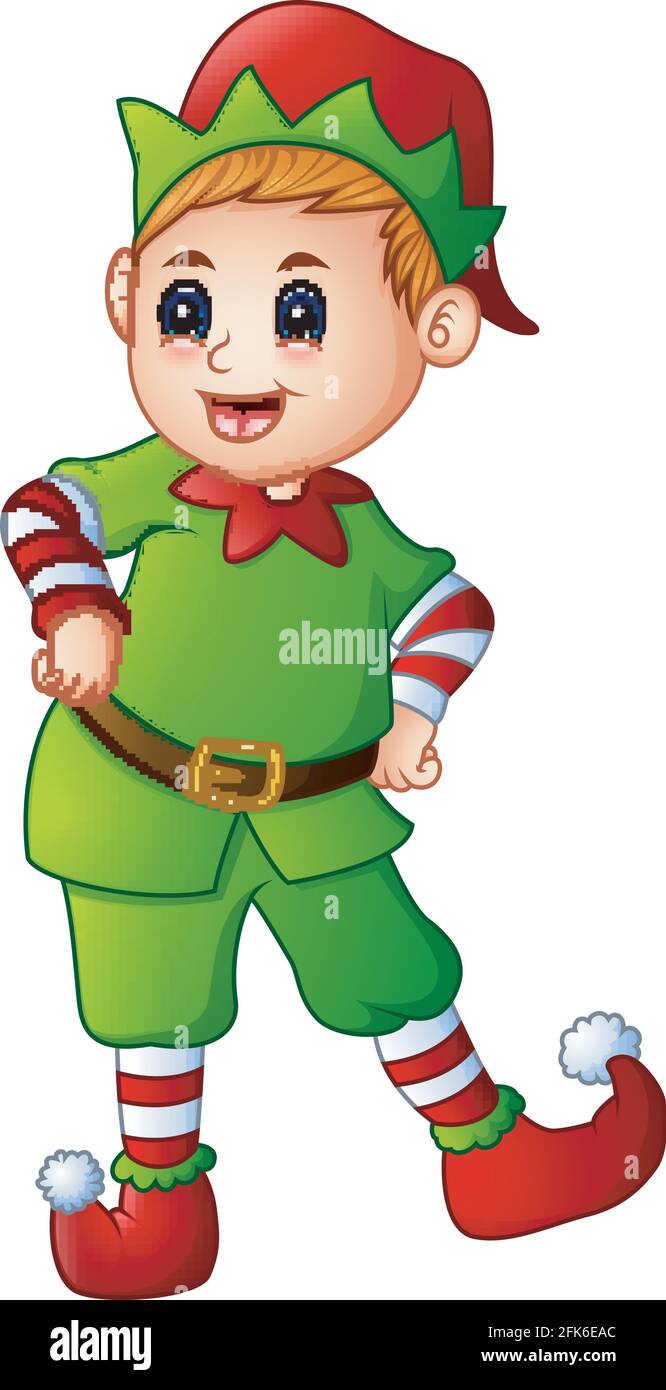 Cartoon christmas elf posing isolated on white background Stock Vector ...
