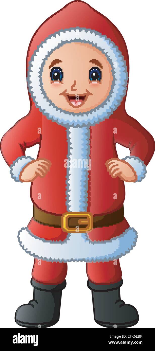 Vector illustration of Cartoon boy in red santa costume Stock Vector ...