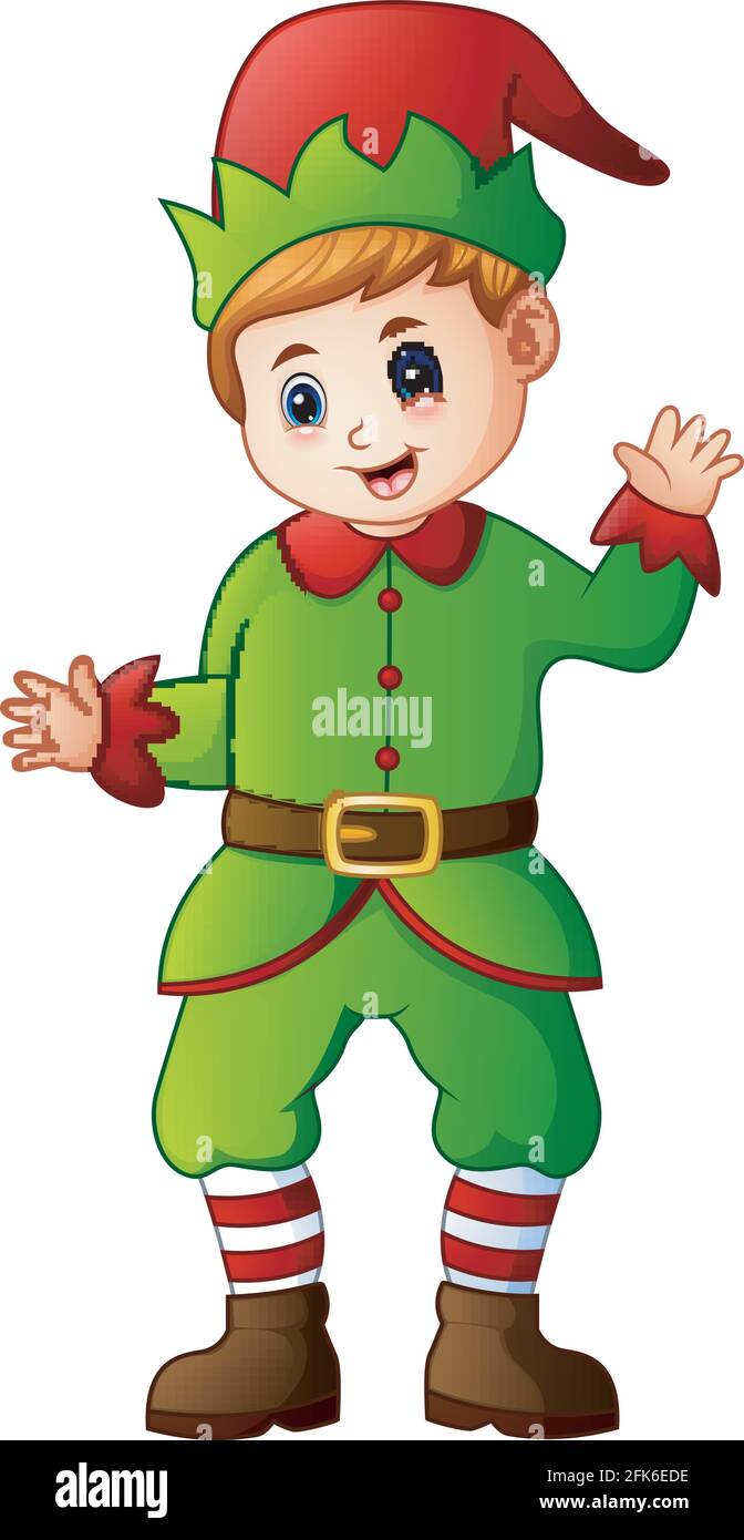 Vector illustration of Cartoon christmas elf waving Stock Vector Image ...