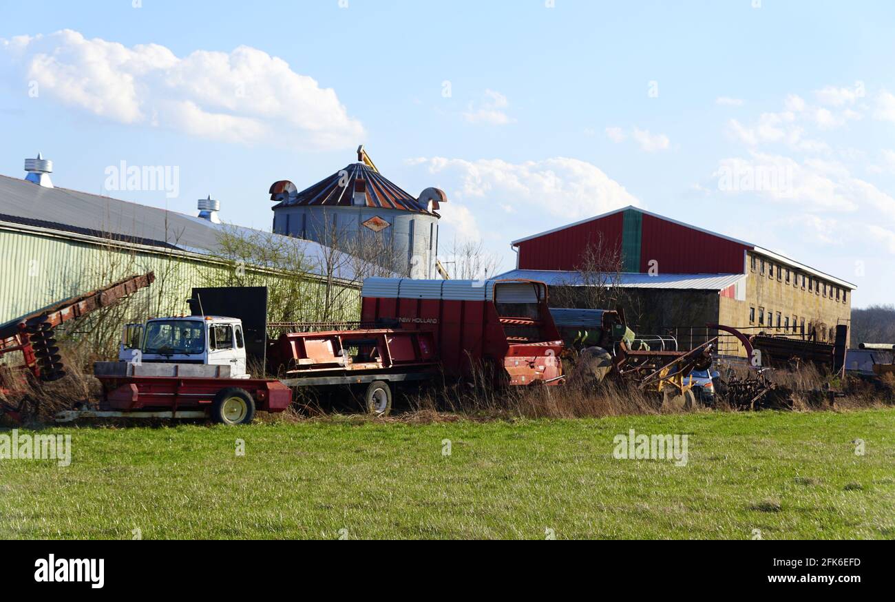 Bally, Pennsylvania, U.S.A - April 12, 2021 - An abandoned farm with ...
