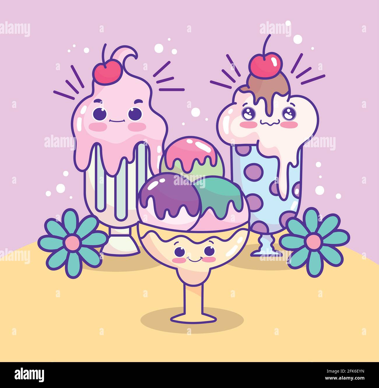 cute tasty icecreams milkshake cartoon Stock Vector Image & Art - Alamy