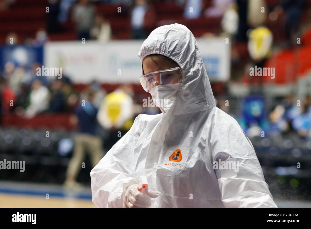 Health worker seen during the 2020/2021 Turkish Airlines Euroleague ...