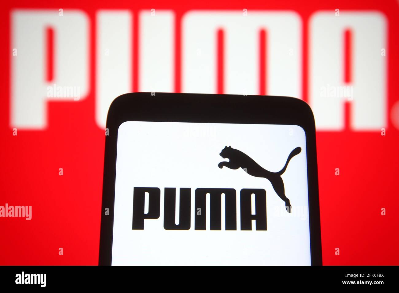 Ukraine. 29th Apr, 2021. In this photo illustration, a Puma logo seen ...