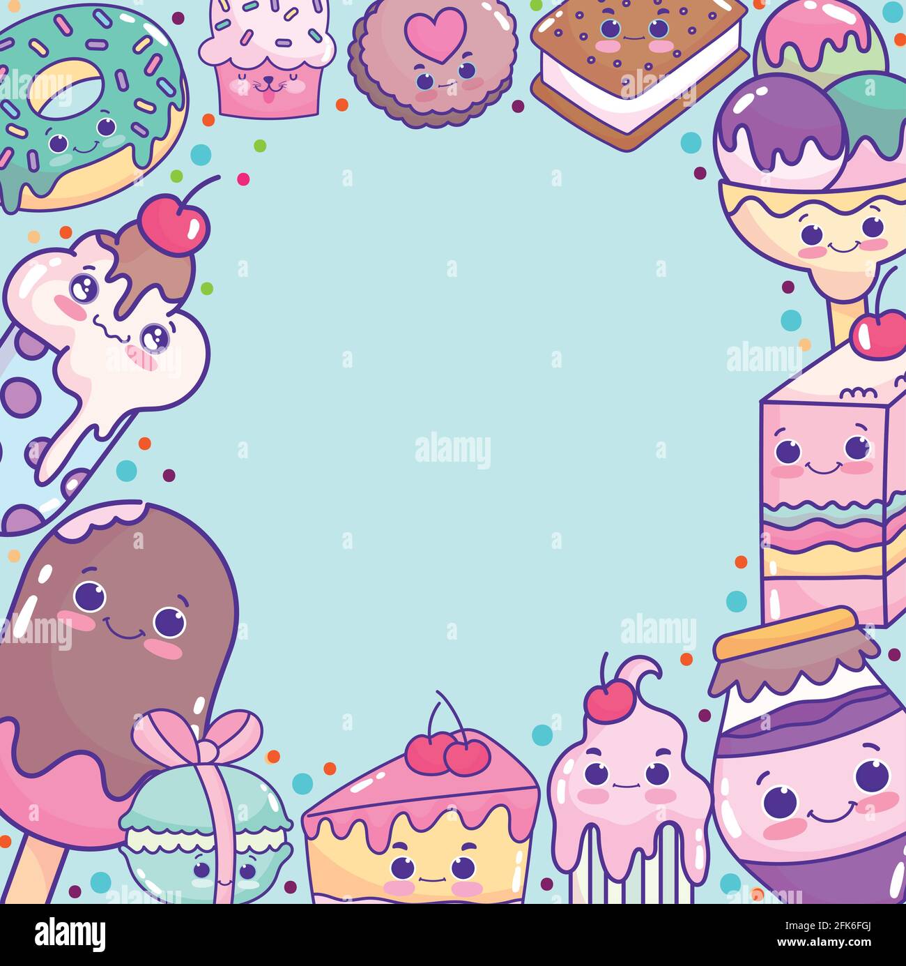 cute funny food cartoon background Stock Vector Image & Art - Alamy