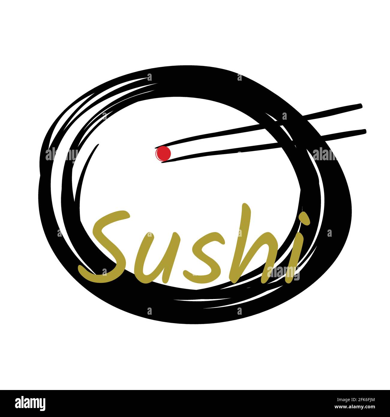Japan cuisine logo. Japanese food sushi chopstick with salmon egg on ...