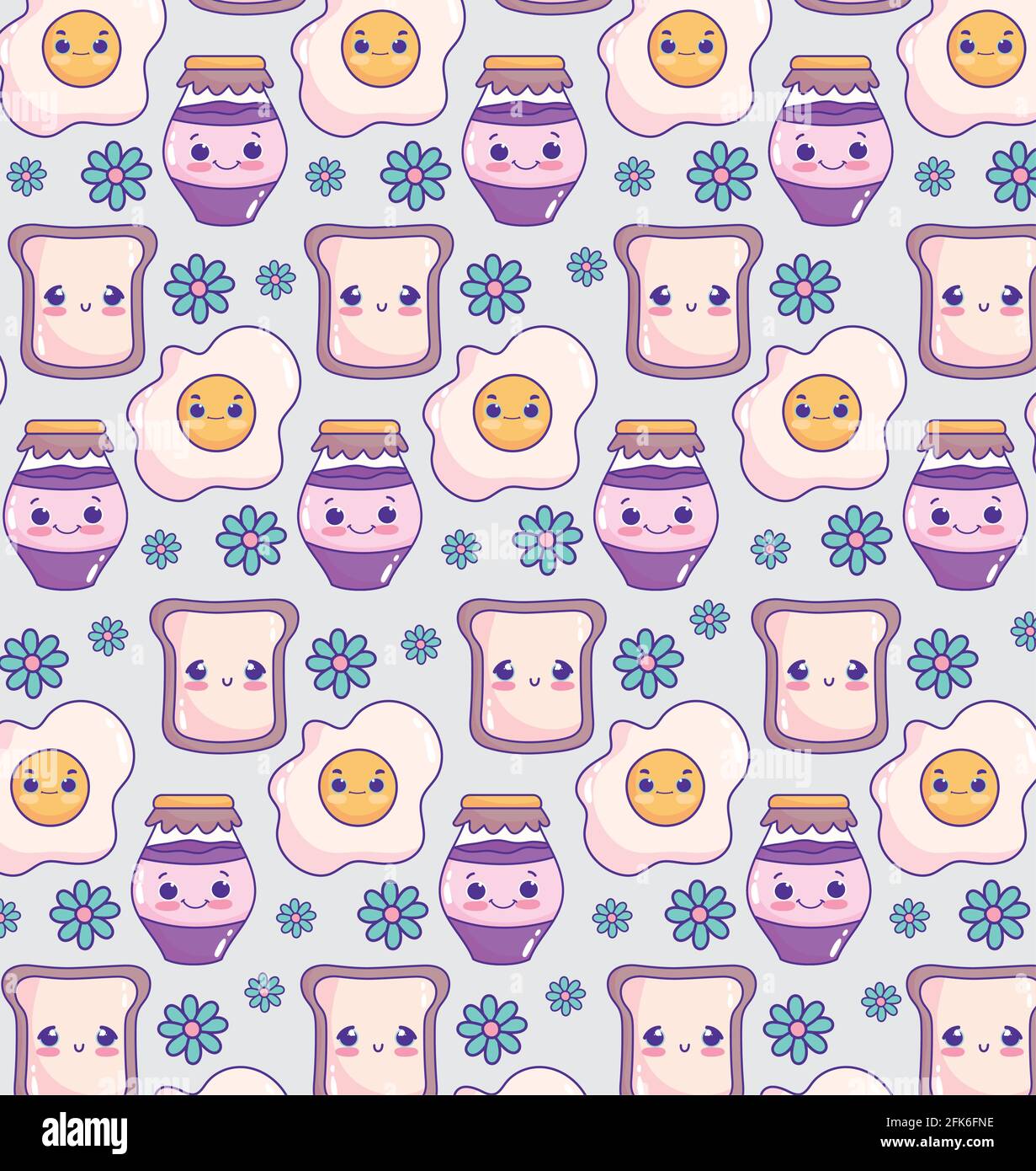 cute eggs bread jam background Stock Vector Image & Art - Alamy
