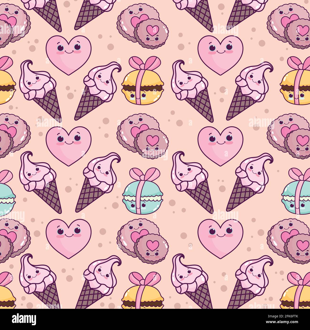 cute food ice cream cookies background cartoon Stock Vector Image & Art ...