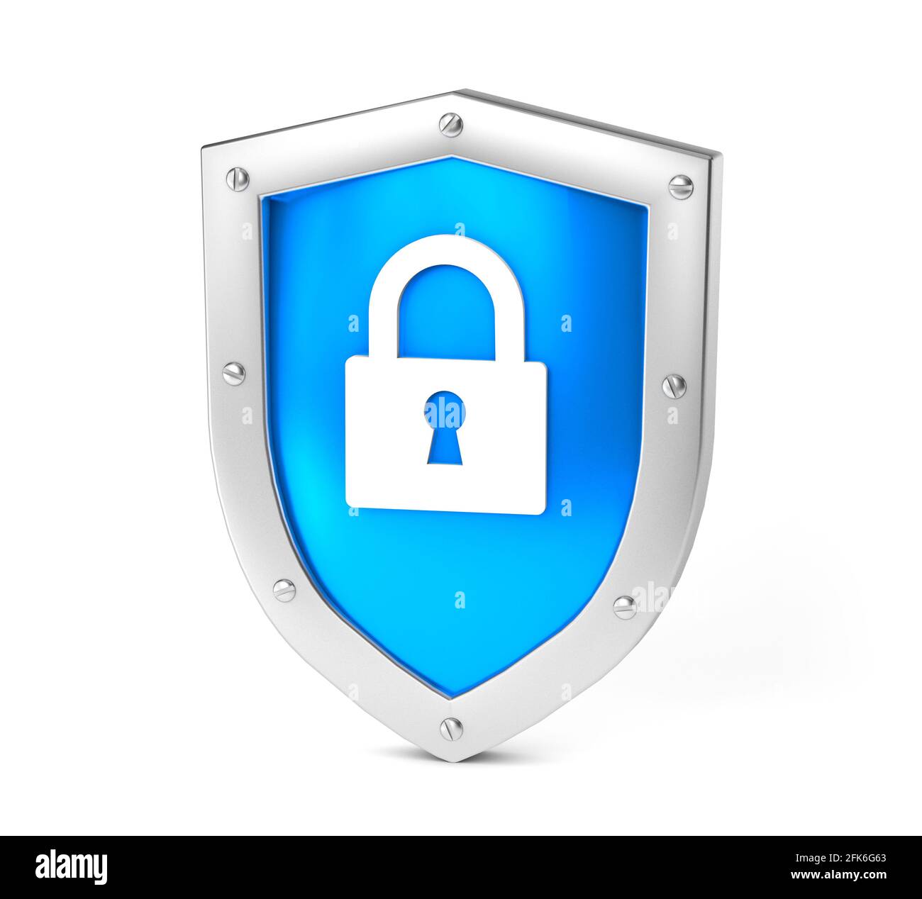 Blue shield and gold lock. Concept Double protection, privacy of ...