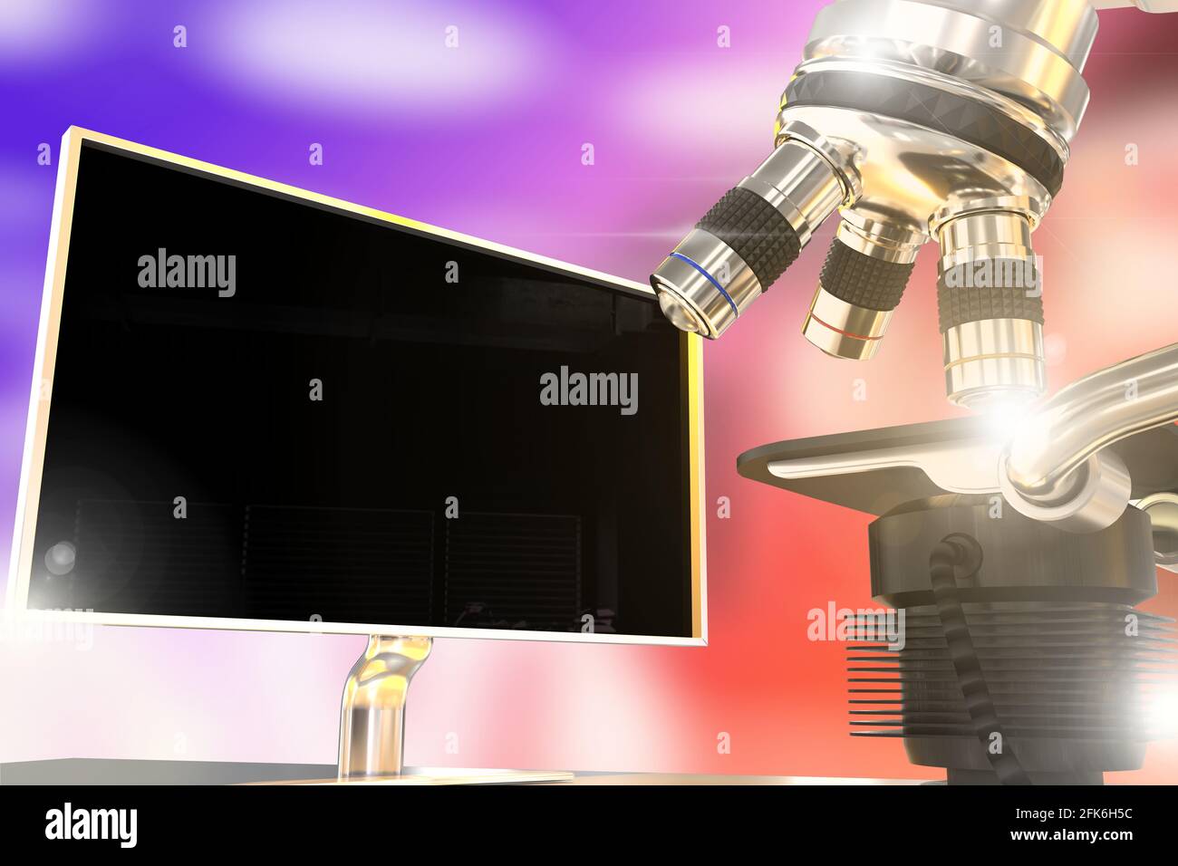 chemistry research concept, object 3D illustration - laboratory hi-tech ...