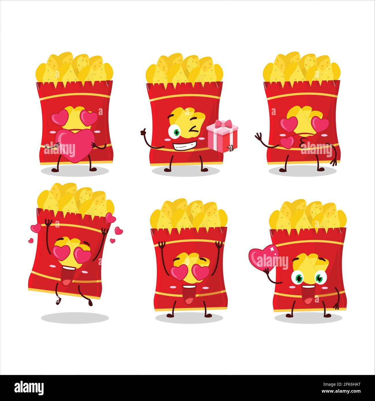 Potato chips cartoon character with love cute emoticon. Vector ...