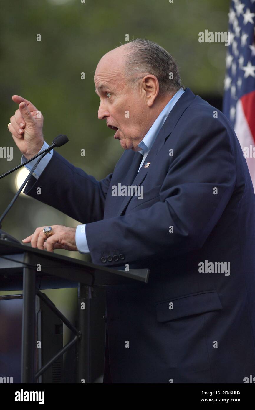 BOCA RATON, FL - NOVEMBER 04: Ron DeSantis, Rudy Giuliani and Attorney ...