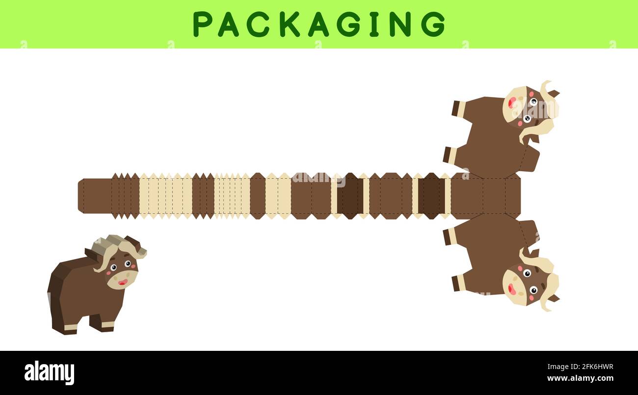 Party favor box die cut musk-ox design for sweets, candies, small ...