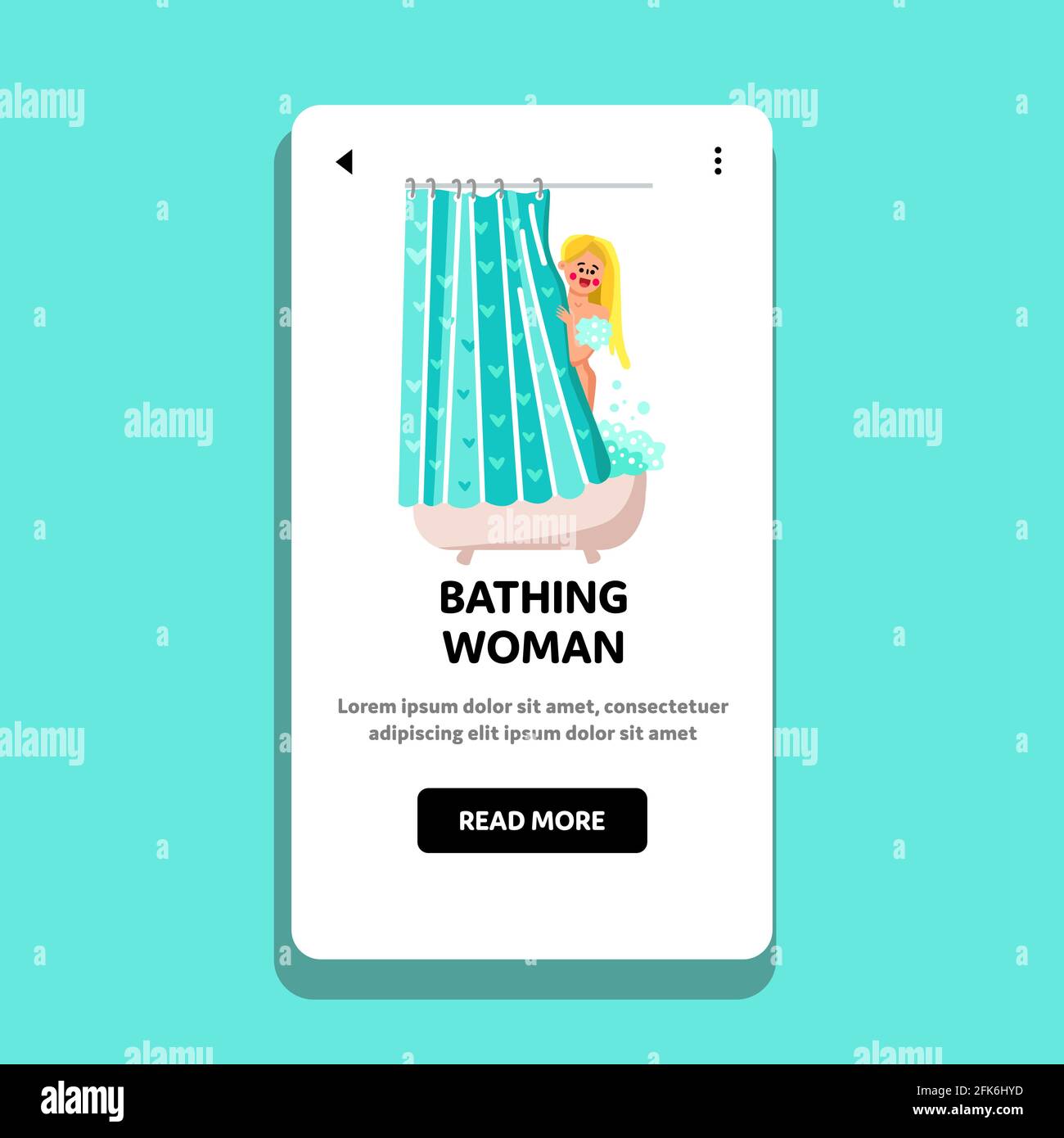 Bathing Woman Hygiene Washing Procedure Vector Stock Vector Image & Art ...