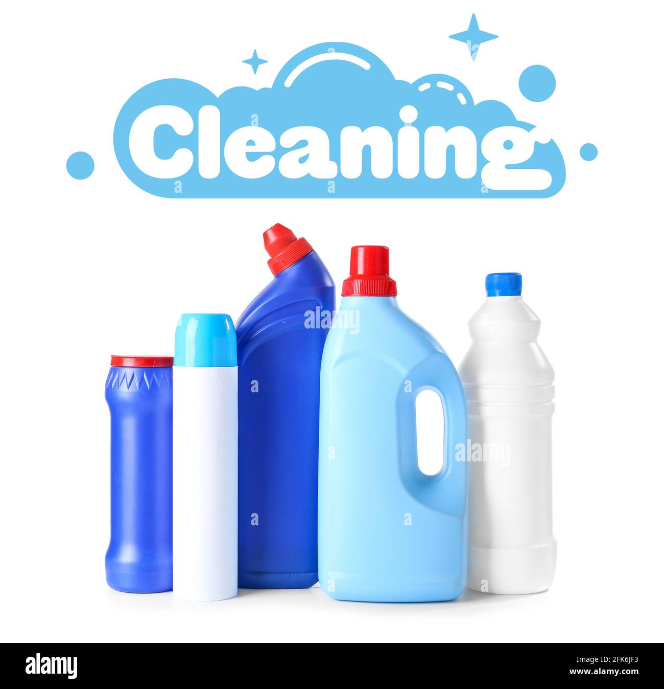 Set of detergents on white background Stock Photo - Alamy