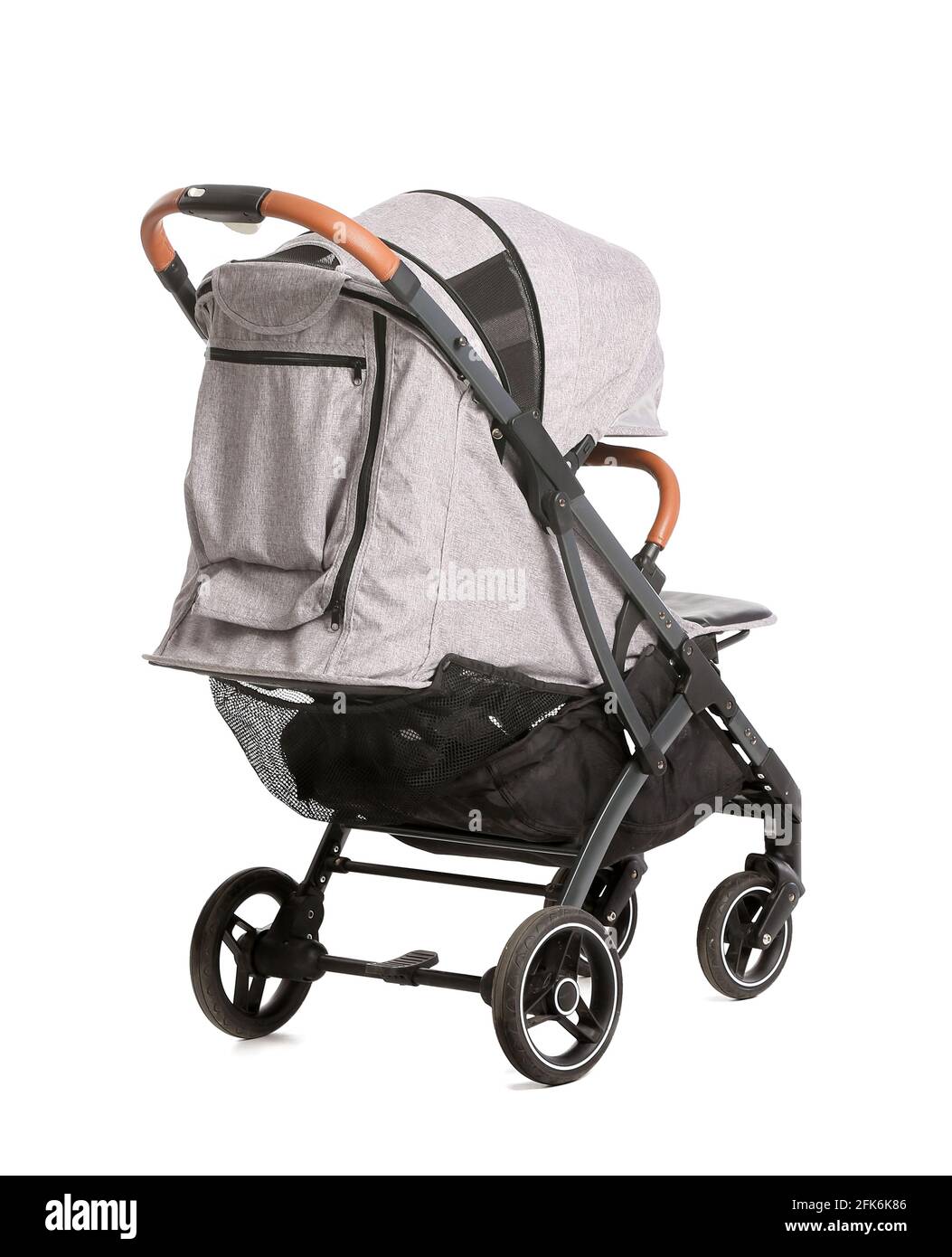 Modern baby stroller on white background Stock Photo - Alamy