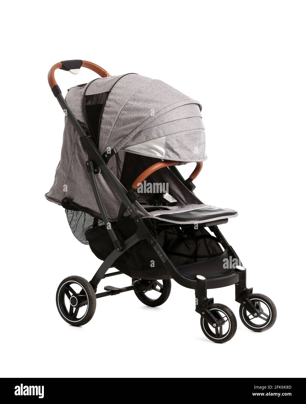 Modern baby stroller on white background Stock Photo - Alamy