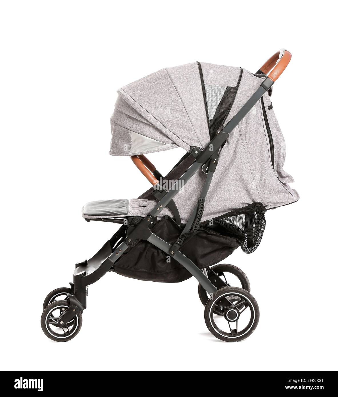 Modern baby stroller on white background Stock Photo - Alamy