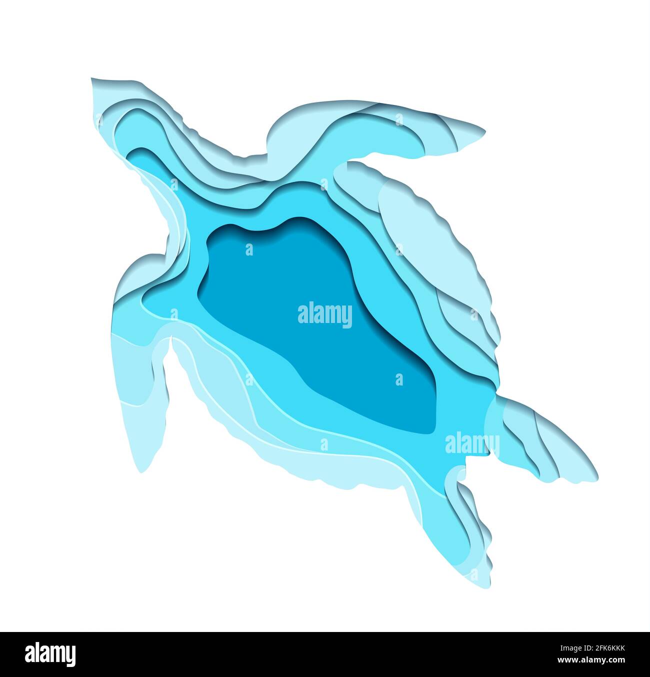 Paper cut layered turtle illustration. Ocean dwellers. Silhouette of a ...
