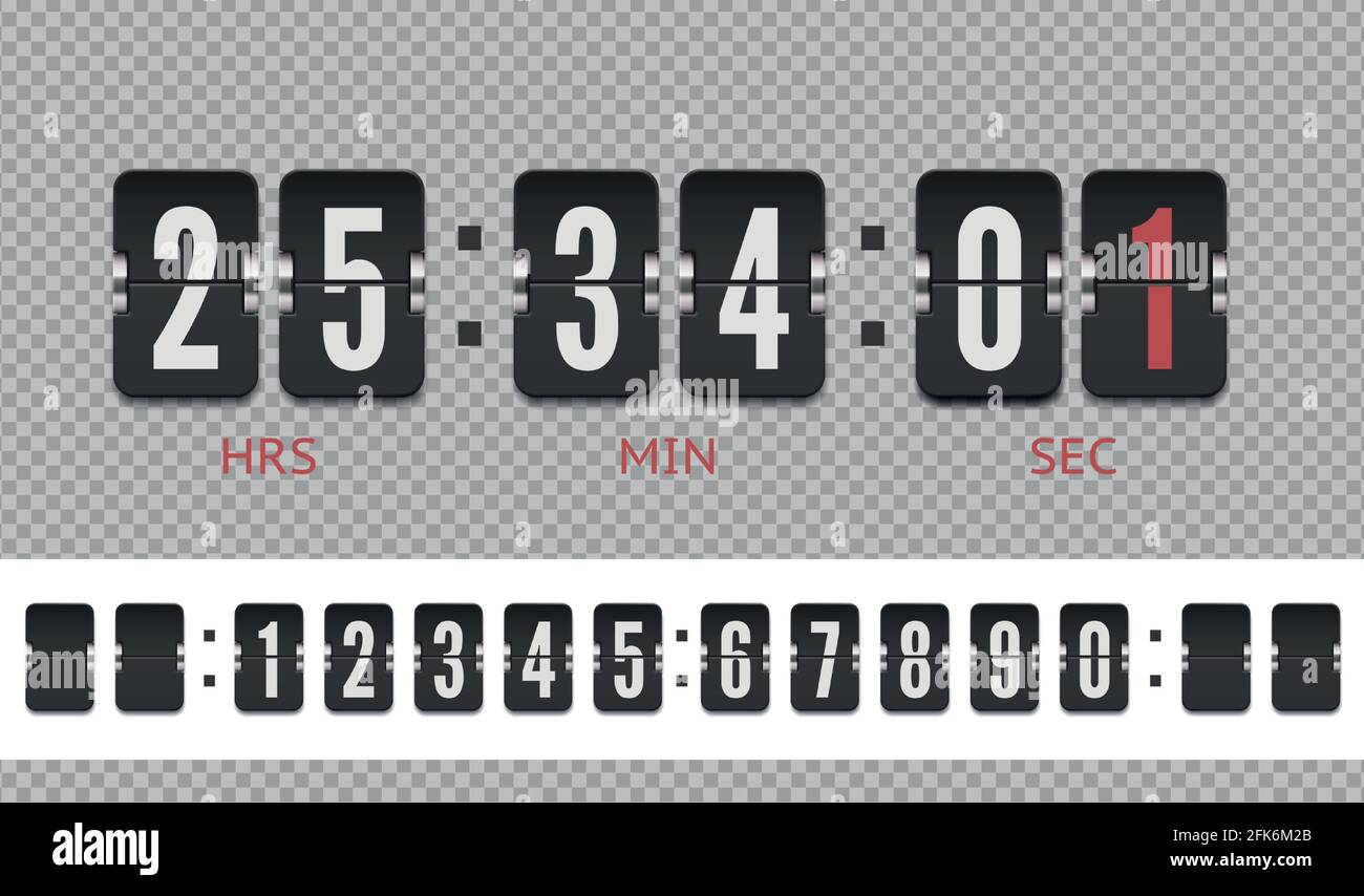 Vintage Flip Clock Time Counter Vector Template Analog Airport Board