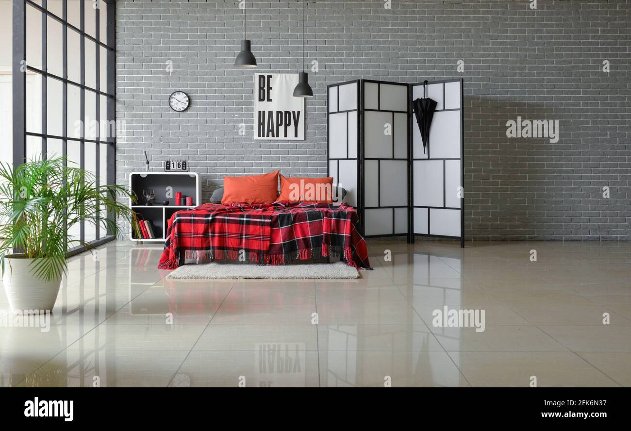 Interior of modern stylish bedroom Stock Photo - Alamy